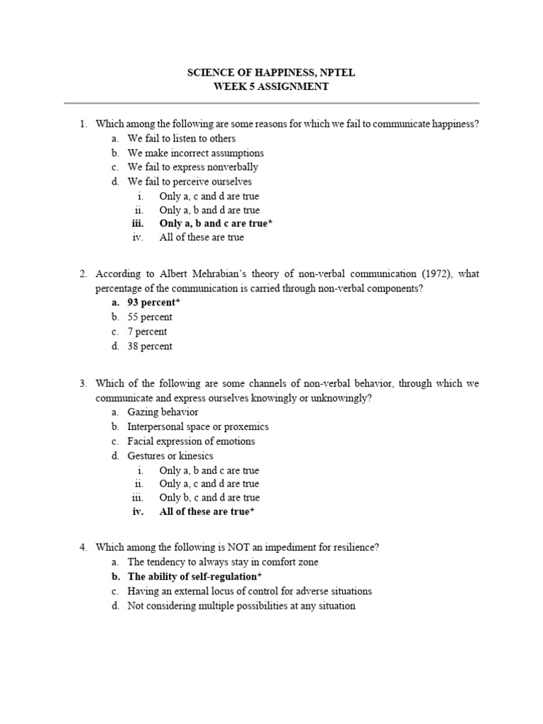 Jan-Apr 2025 SoH NPTEL Week 5 Assignment | PDF | Nonverbal ...