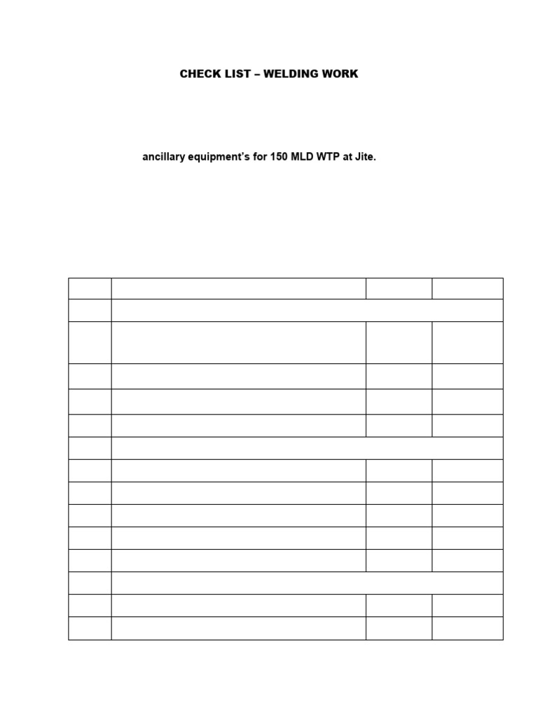 Check List For - Welding Work | PDF
