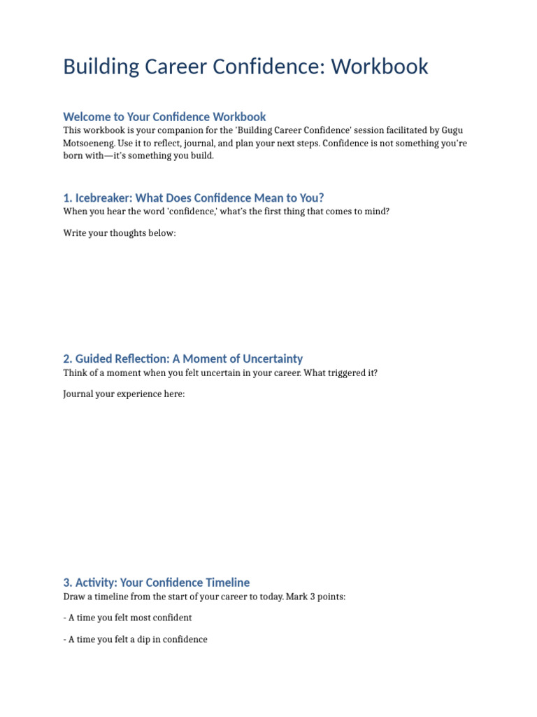 Building Career Confidence Workbook | PDF