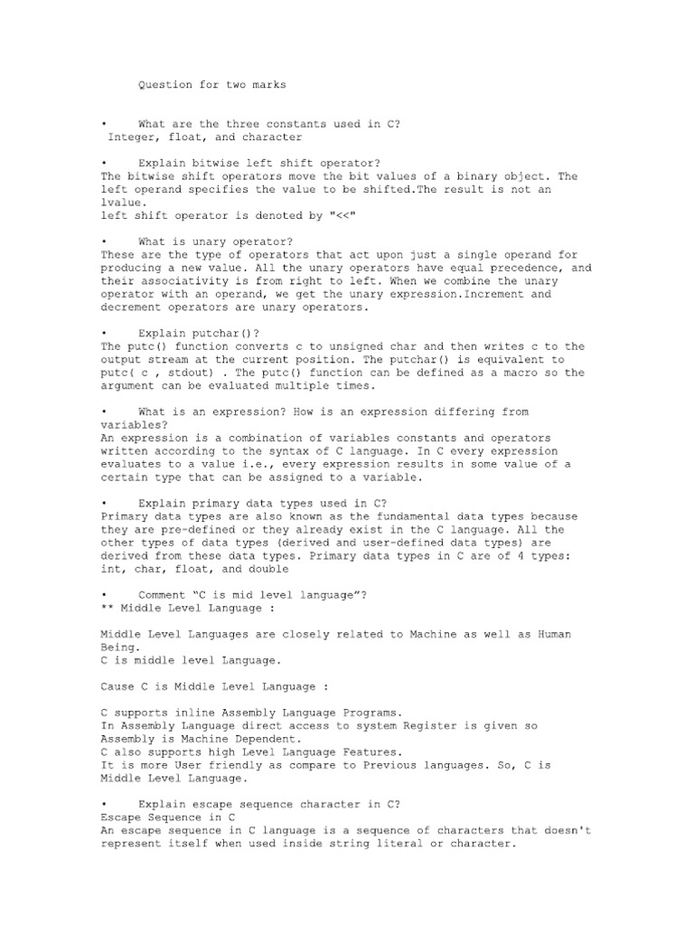 Pps 2 Mark Questions | PDF