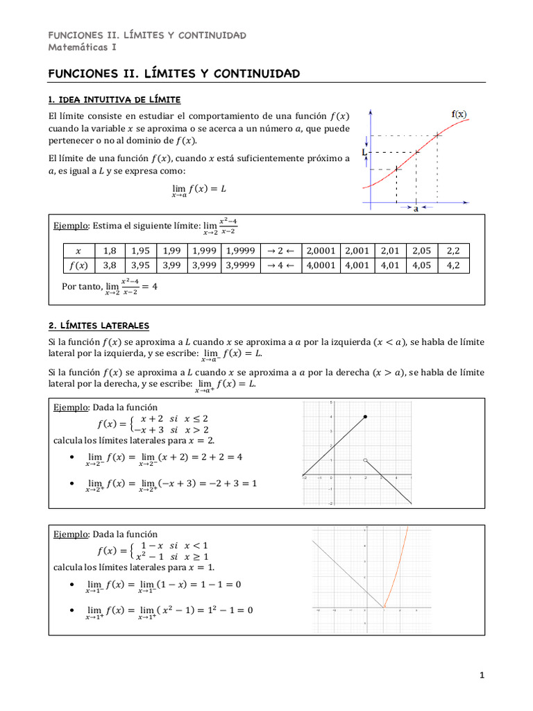 Límites y Continuidad en Funciones | PDF | Asíntota | Matemática Elemental
