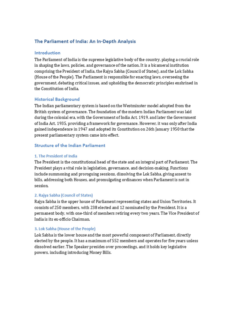 Overview of India's Parliament Structure | PDF | Legal Documents | Justice
