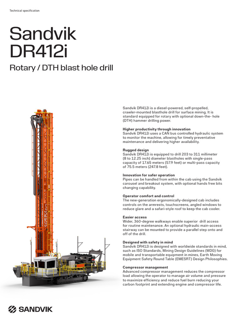 Dr412i Specification Sheet English | PDF | Drill | Engines