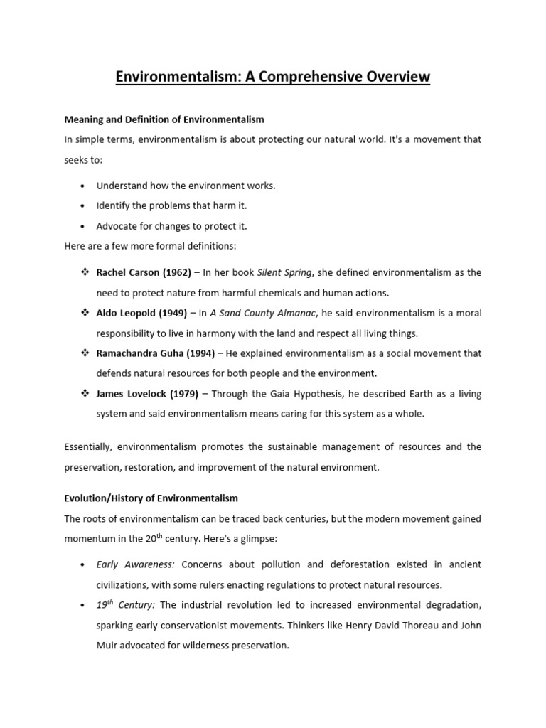 Environmentalism Lecture Pdf Environmentalism Sustainability