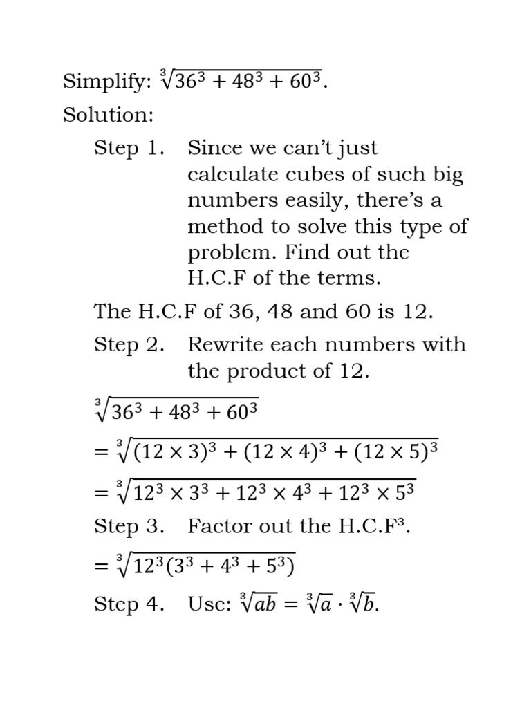 Simplification of Cube Roots | PDF