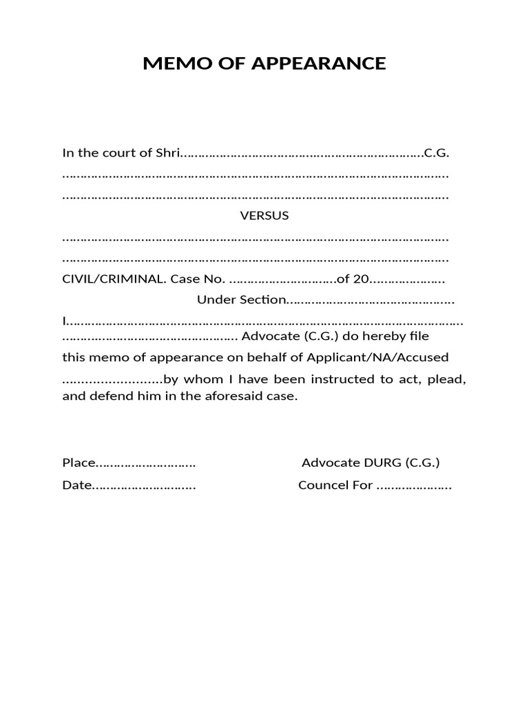 Memo of Appearance | PDF