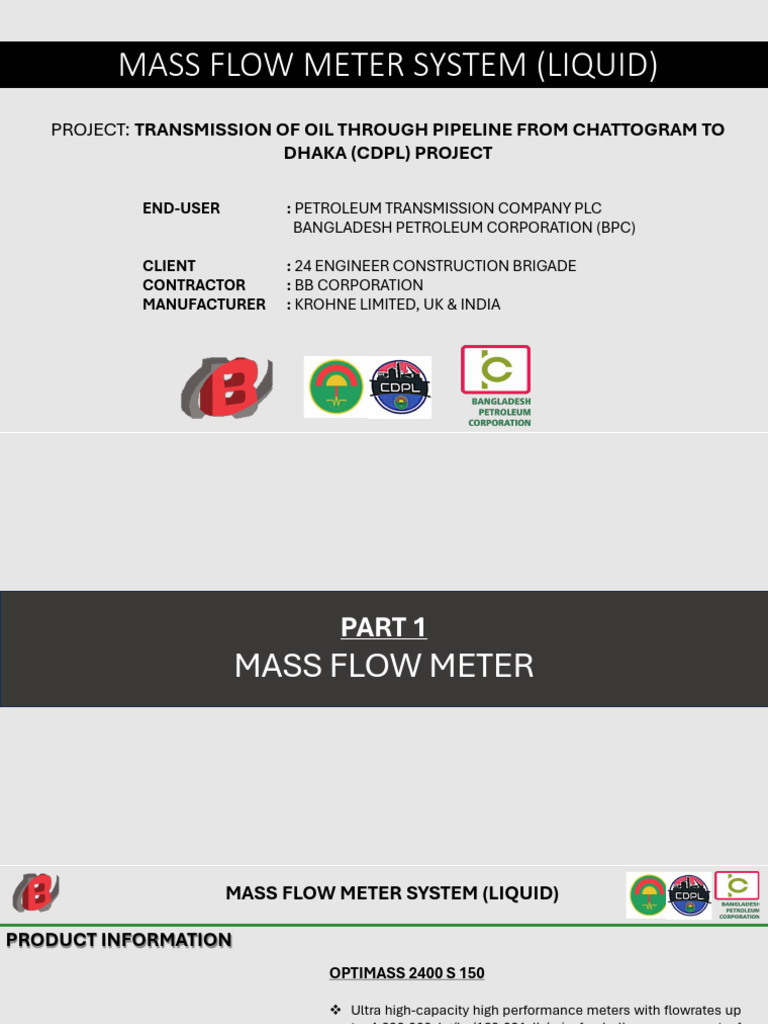 Mass Flow Meter System for Oil Transport | PDF | Flow Measurement ...