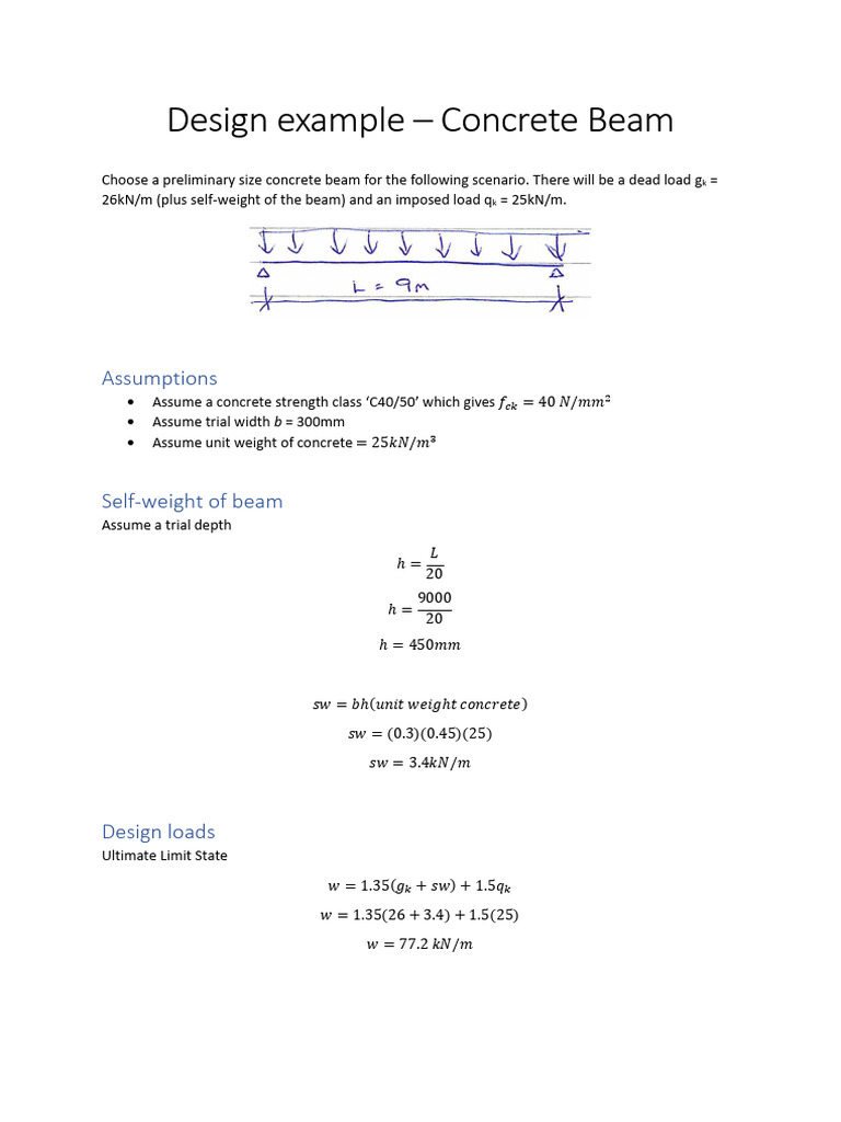 3c. Concrete Beam Example 1 | PDF | Bending | Beam (Structure)