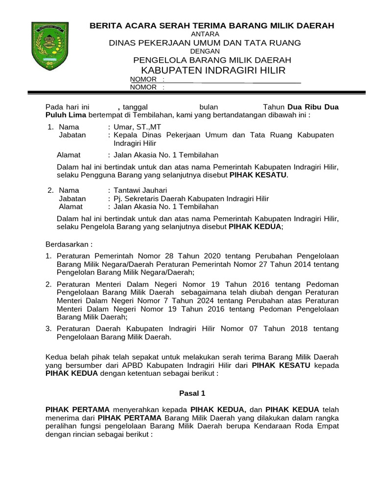 Format BAST Pengalihan Status Untuk Hibah | PDF