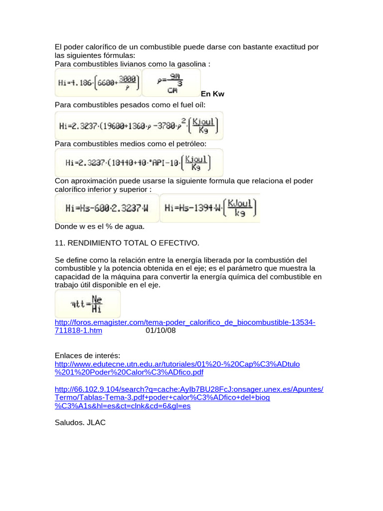 El Poder Calorífico de Un Combustible | PDF