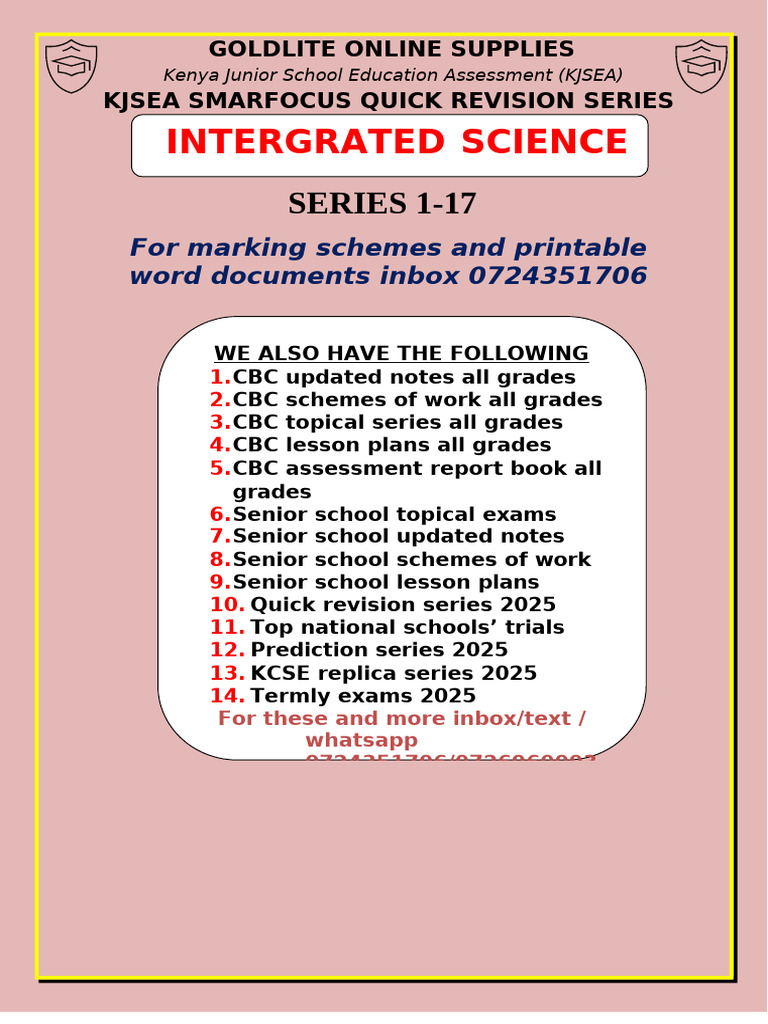 KJSEA Integrated Science Revision Guide | PDF | Atoms | Water