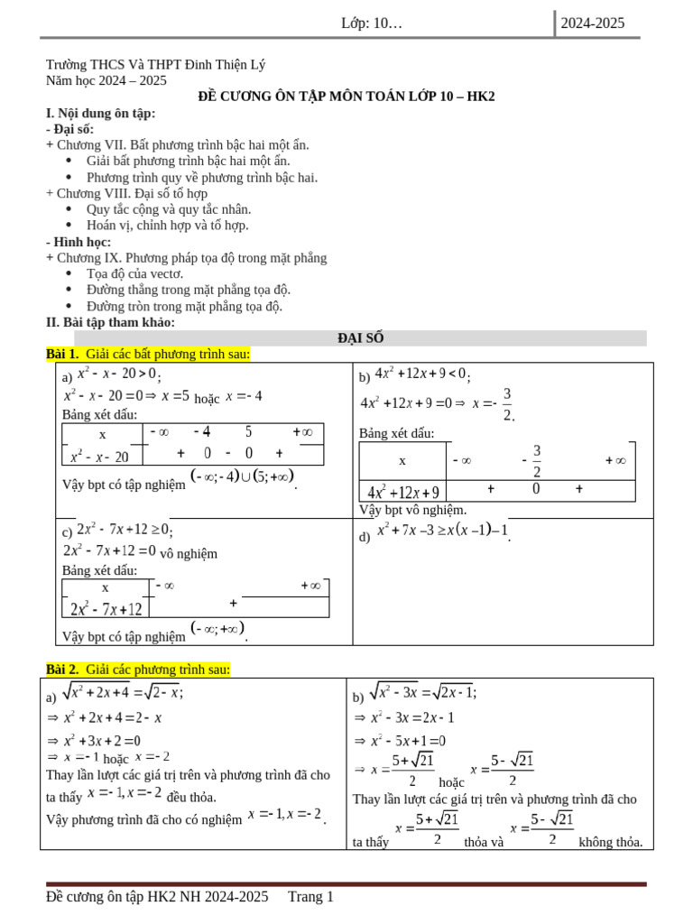 2425-CK2-Toan%2010-Decuong.ver2%20-%20DAP%20AN (1) | PDF