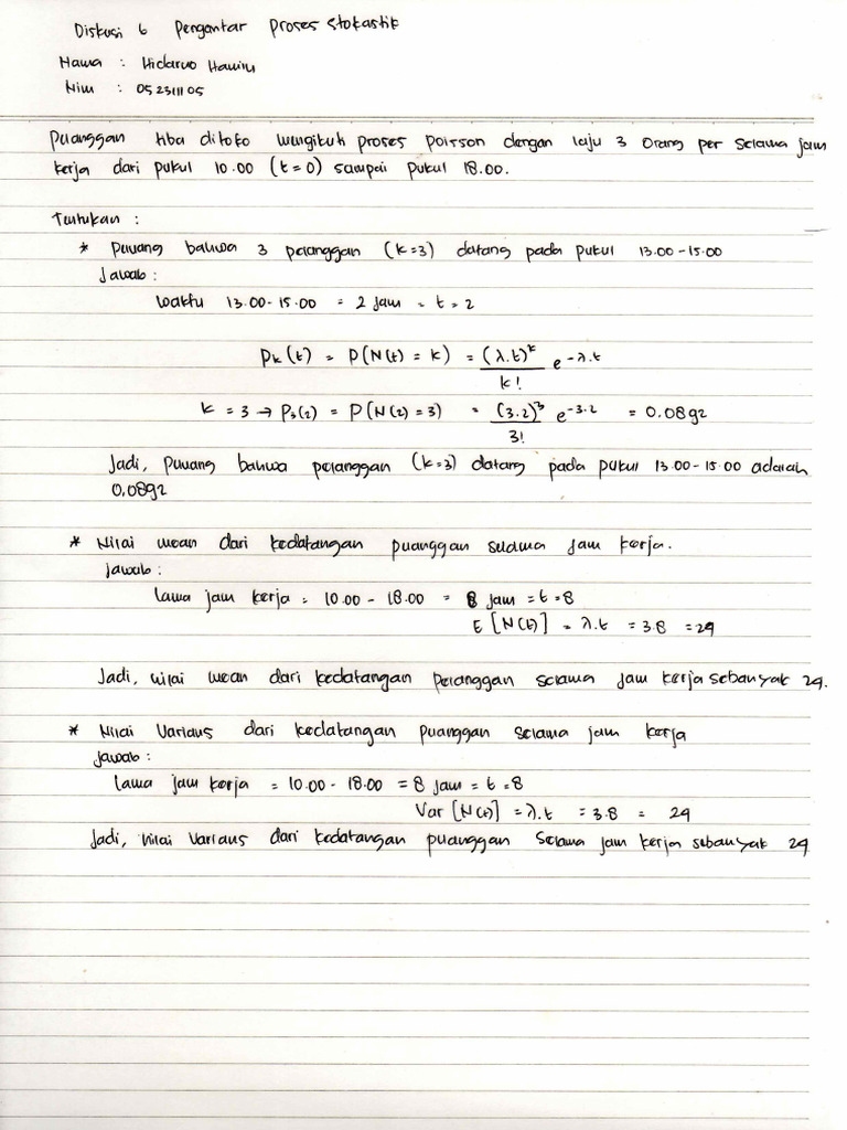 Diskusi 6 Pengantar Proses Stokastik | PDF