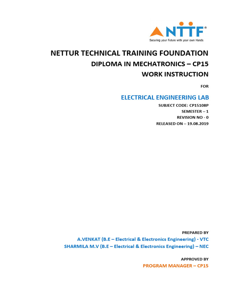 Electrical Engineering - 1 LAB | PDF | Electrical Connector | Ac Power ...