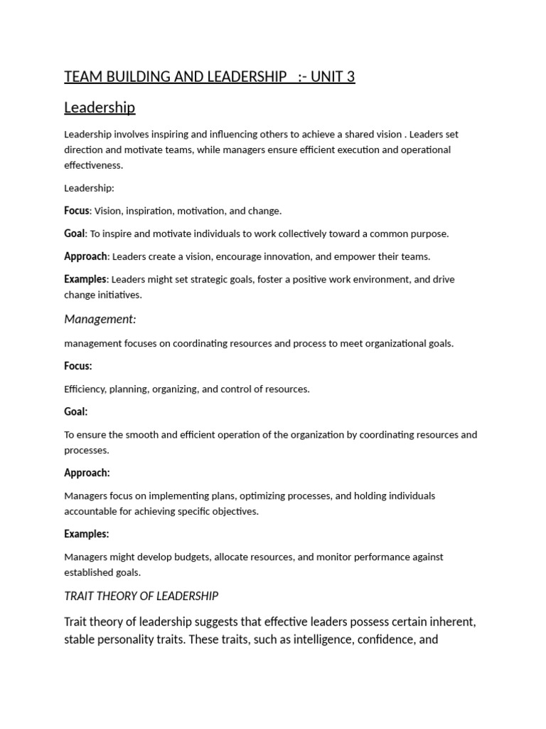 Leadership Theories and Team Dynamics | PDF | Leadership ...