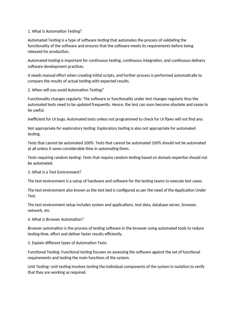 2 - Test Automation Framework Interview Questions and Answers | PDF ...