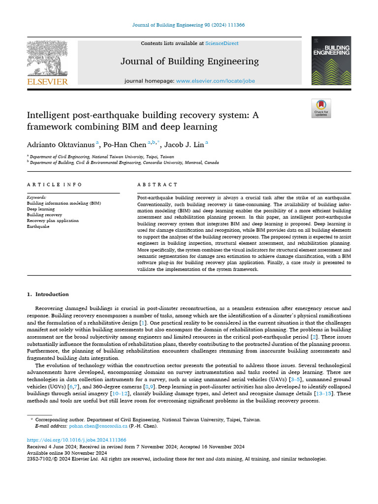 Journal of Building Engineering: Adrianto Oktavianus, Po-Han Chen ...