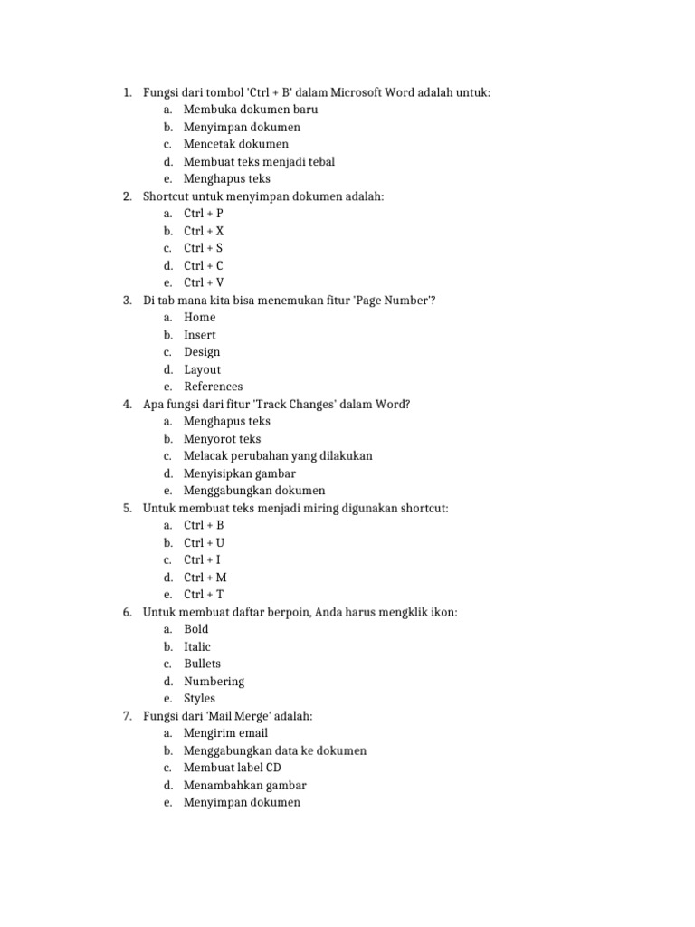 Soal Microsoft Word | PDF