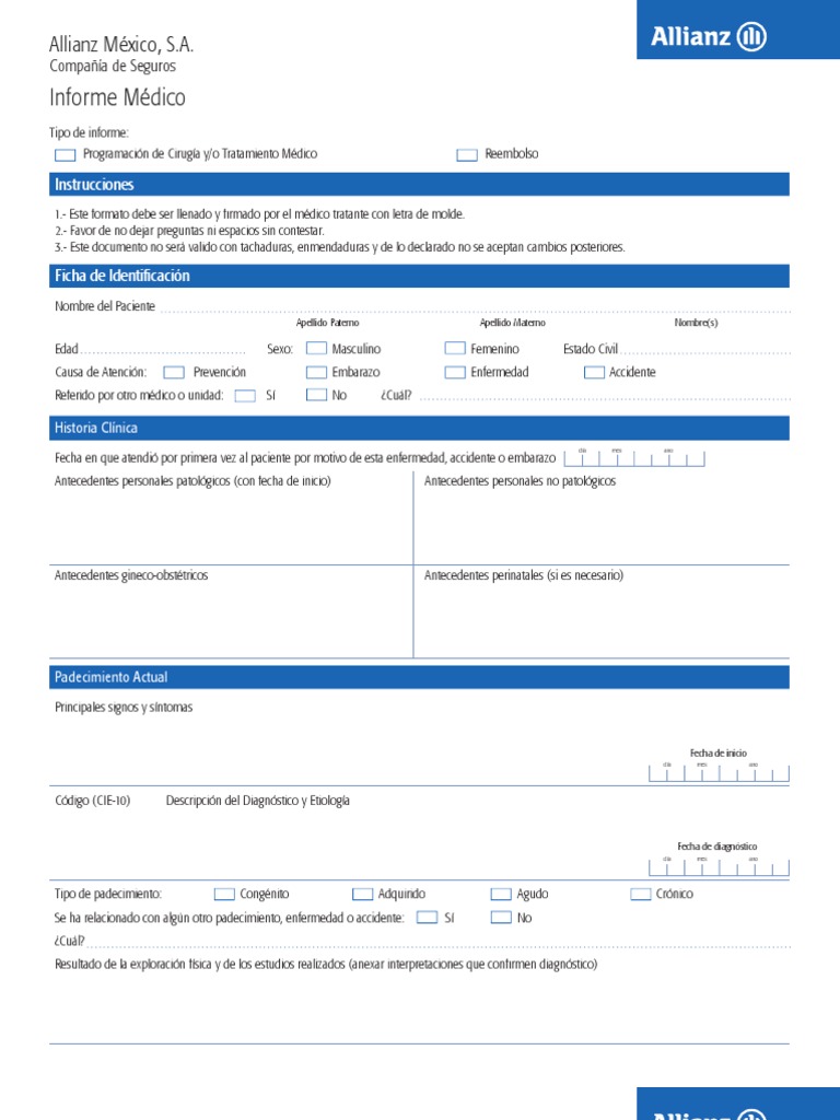 Modelo Informe Médico | Diagnostico medico | Cirugía