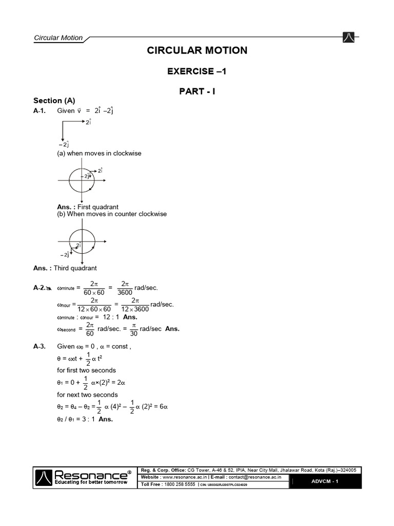 Circular Motion Solutions Ex.1 To 3 HLP English Nfdd4a3 | PDF | Acceleration | Physical Phenomena