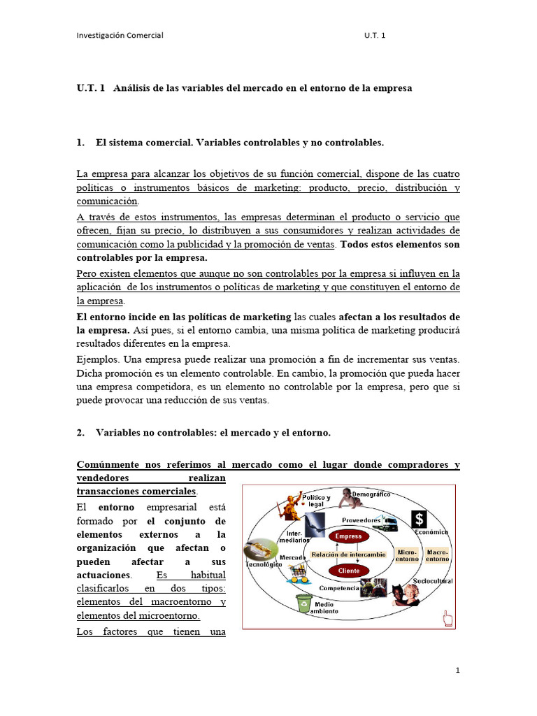 Análisis de Variables del Mercado Empresarial | PDF | Mercado (economía ...