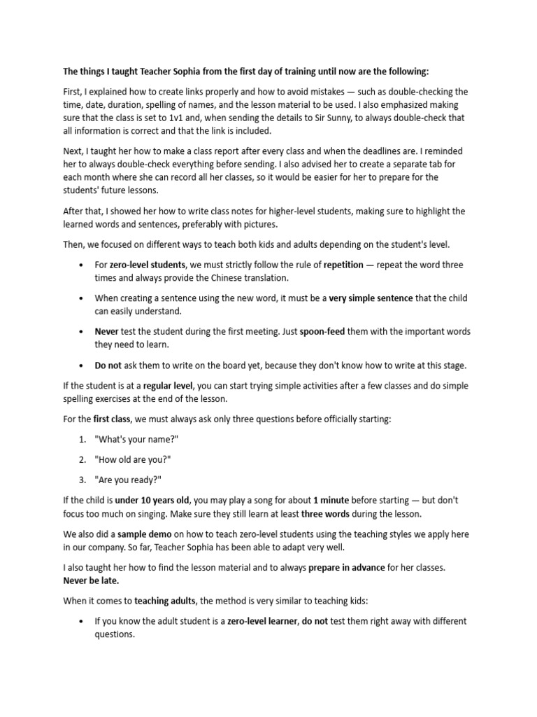 Teacher Sophia Training Report | PDF | Human Communication | Learning
