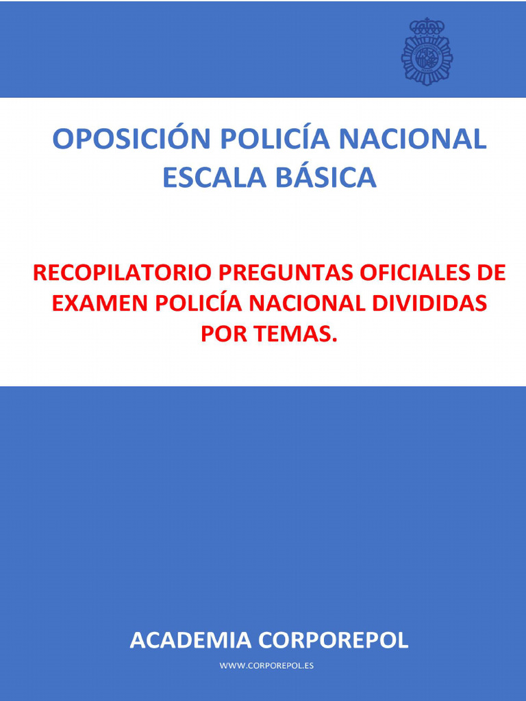Recopilatorio Preguntas Oficiales Policía Nacional Divididas Por | PDF