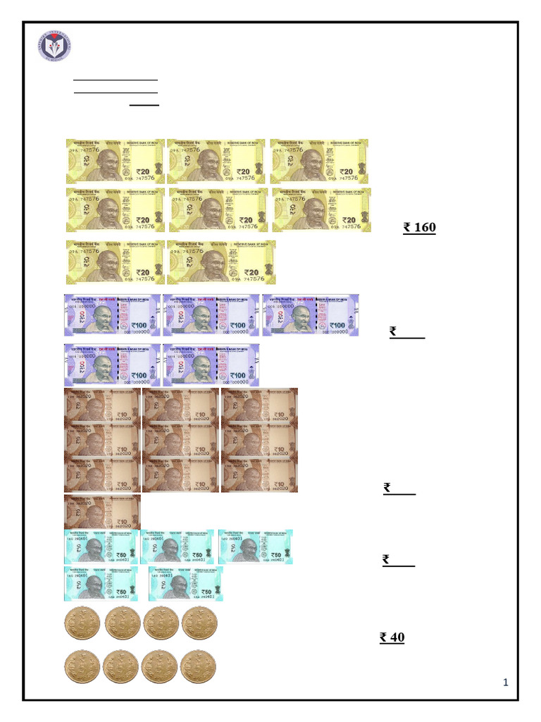 Money Counting Practice Worksheet | PDF