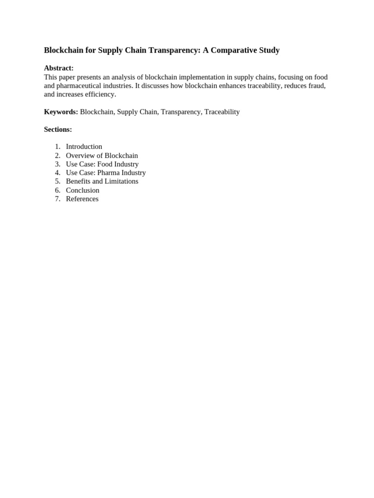 Blockchain For Supply Chain Transparency | PDF