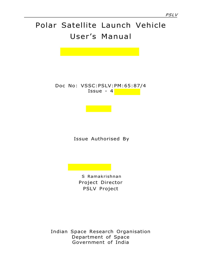 PSLV User Manual - Issue 4 Overview | PDF | Reaction Control System ...