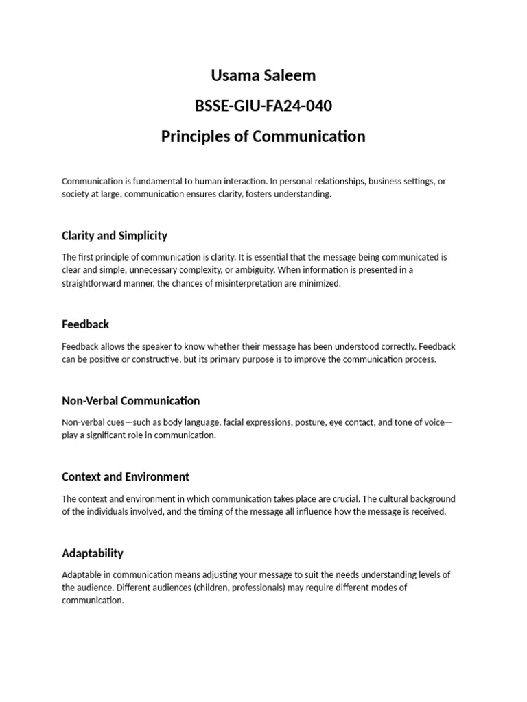 Principles of Effective Communication | PDF