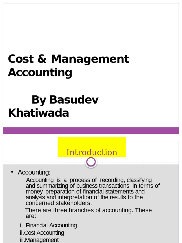 Introduction of Cost and Management Accounting | PDF | Financial ...