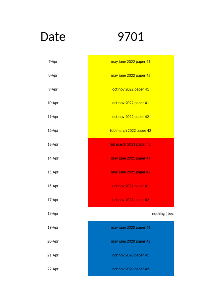 EZZ Notes Exam Paper Schedule | PDF