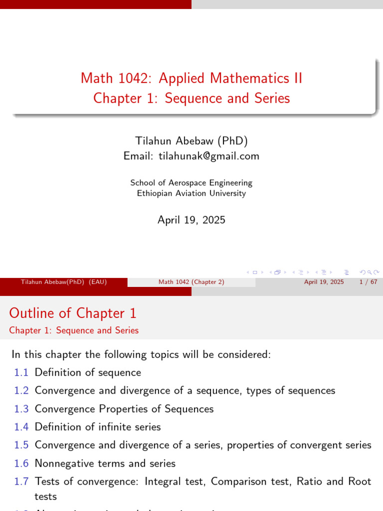 EAU_Math1042_Chap_01_Tilahun | PDF | Sequence | Function (Mathematics)