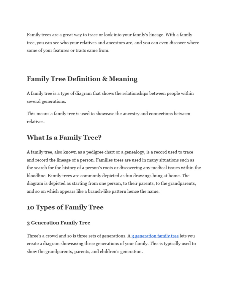 Understanding Family Trees and Their Uses | PDF | Family | Kinship And ...