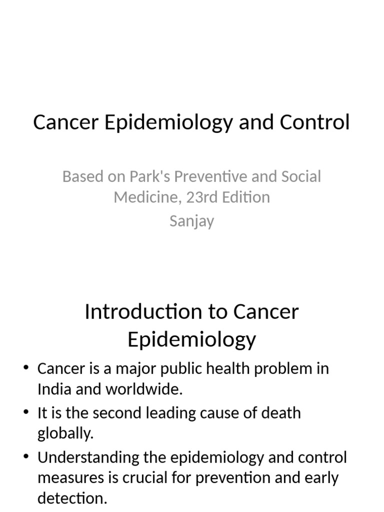 Cancer Epidemiology and Control Park23rd Sanjay | PDF | Cancer ...