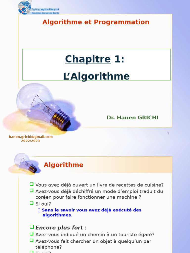 Chapitre 1 Algorithme | PDF | Programmation informatique | Programme informatique