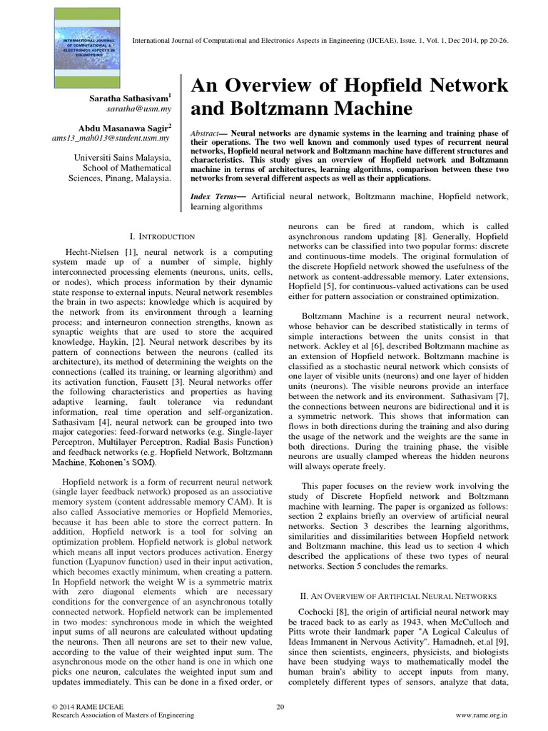An Overview of Hopfield Network and Bolt | PDF | Machine Learning ...