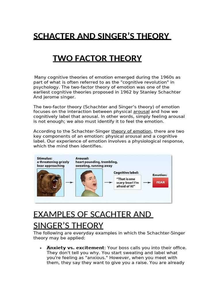 SCHACTER AND SINGER.docx ASSIGNMENT | PDF | Emotions | Subjective ...