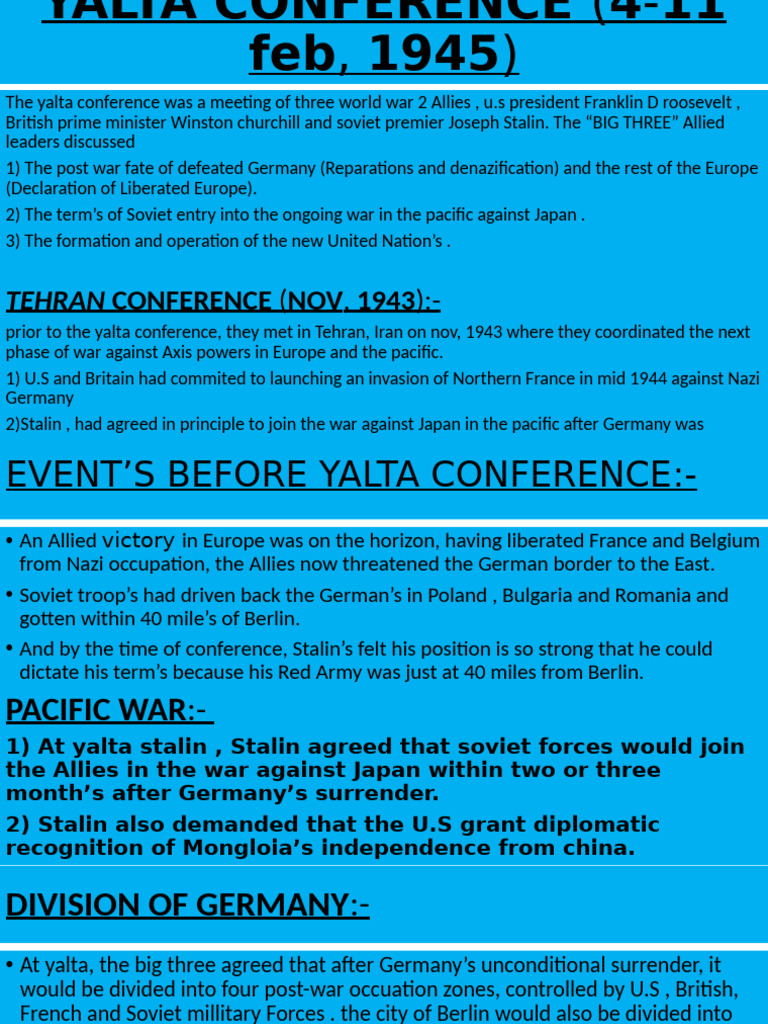 YALTA CONFERENCE | PDF | Allies Of World War II | World War II
