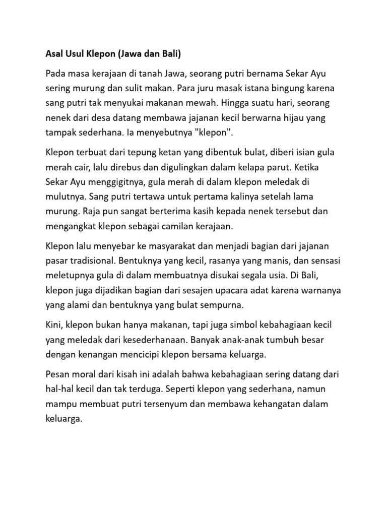 Asal Usul Klepon Pdf