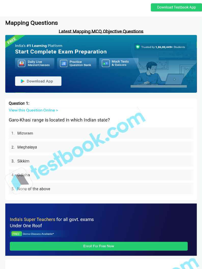 MCQ On Mapping 5eea6a1239140f30f369ed51 | PDF