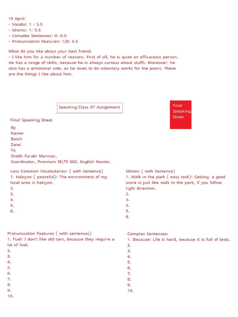 Speaking Class 07 | PDF
