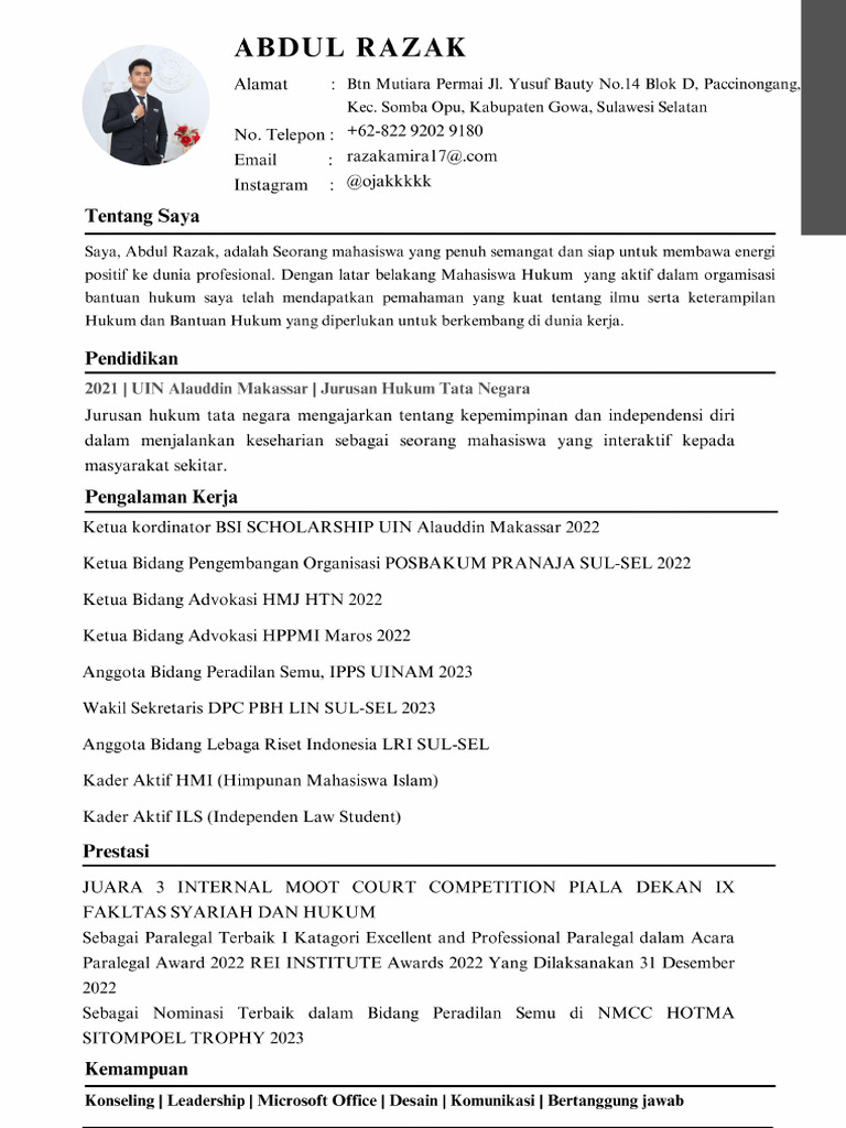 Contoh Bentuk CV Kerja Profesional | PDF