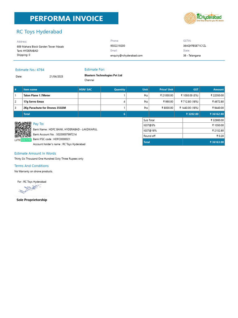 Performa Invoice _4764_21_04_25 | PDF | Foreign Exchange Market | Currency
