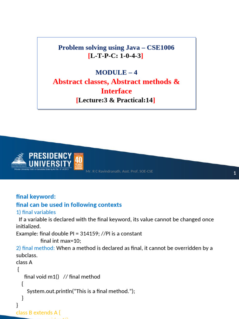 Abstract Classes, Abstract Methods & Interface | PDF | Class (Computer Programming) | Method ...