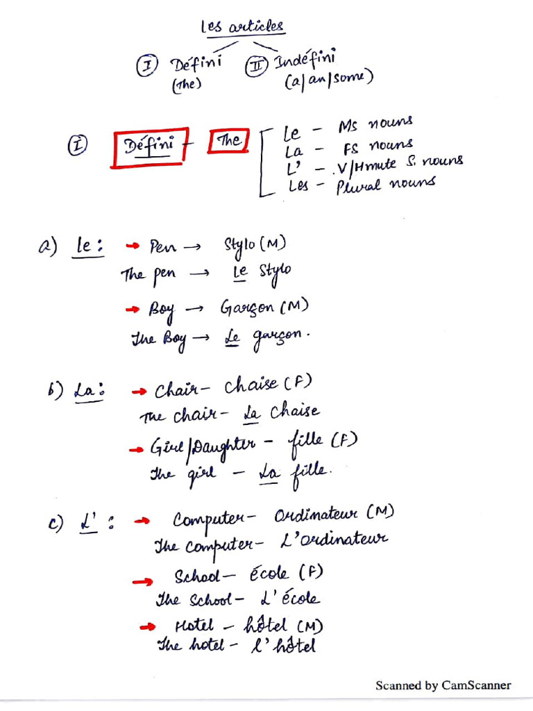 Articles in French- Definite & Indefinite | PDF