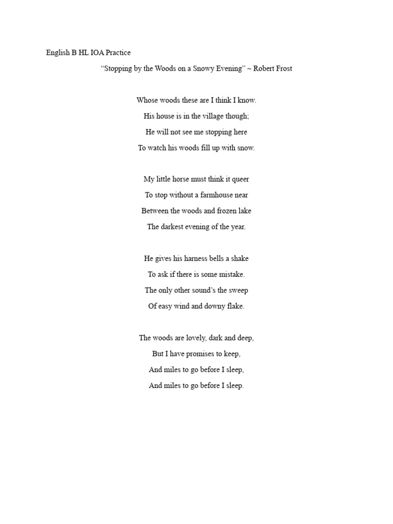 Analyzing Frost's Snowy Evening Poem | PDF