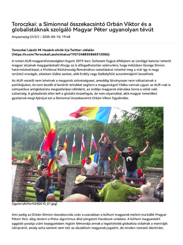 Kuruc - Info - Toroczkai - A Simionnal Összekacsintó Orbán Viktor É | PDF