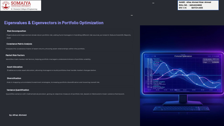 Eigenvalues and Eigenvectors in Portfolio Optimization | PDF